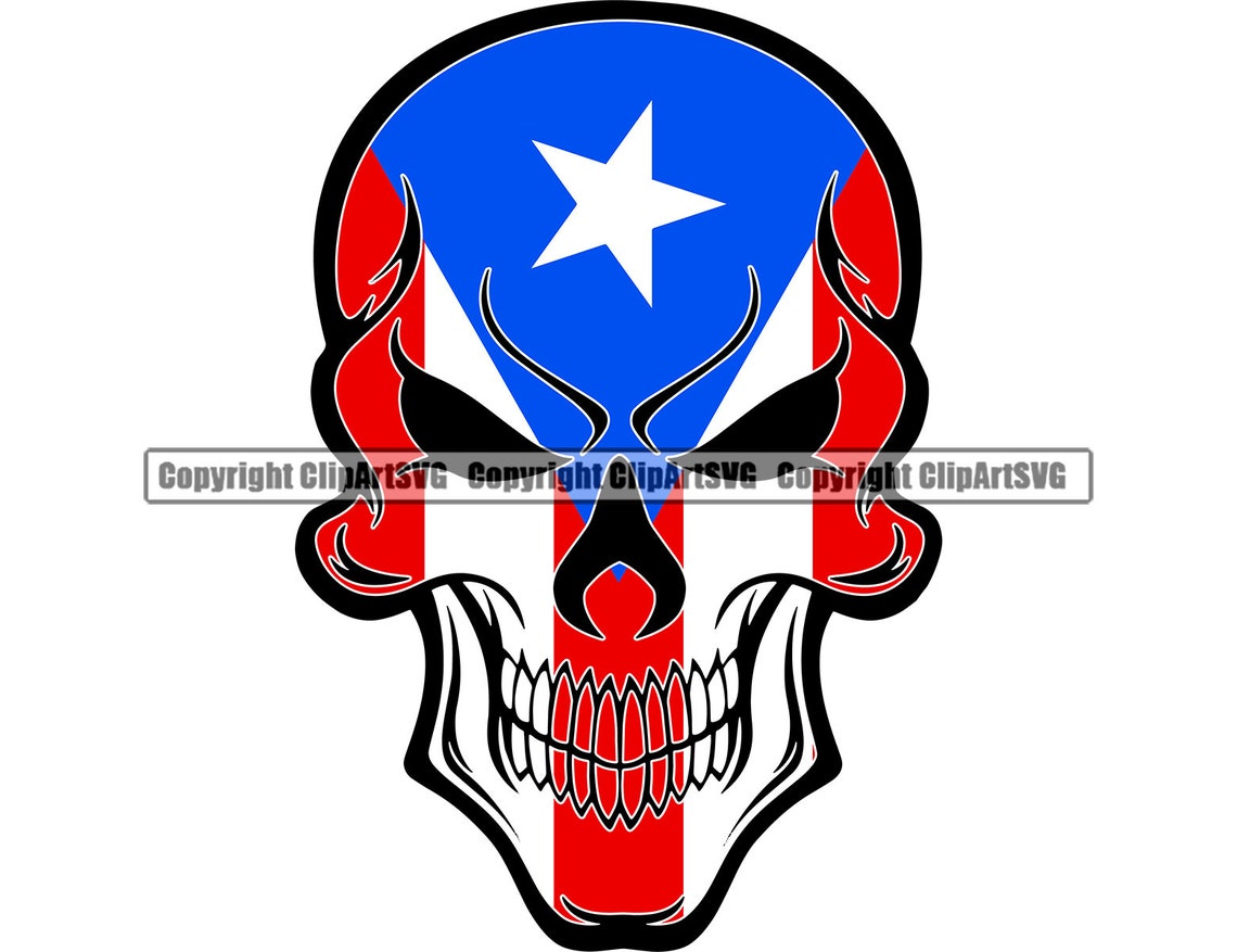 Puerto Rico Rican Skull Mask Shaped Flag San Juan Island Country ...