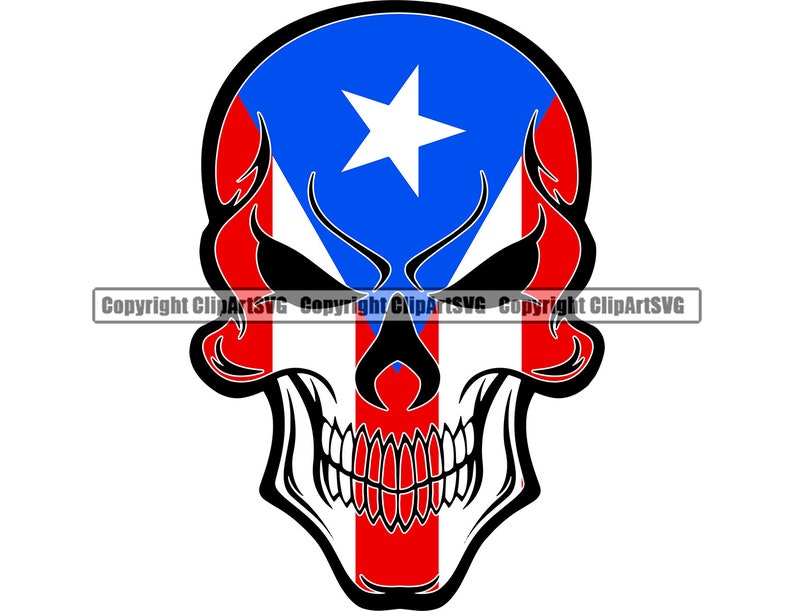 Puerto Rico Rican Skull Mask Shaped Flag San Juan Island Country ...