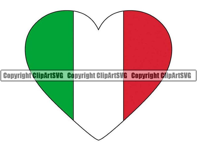 Italy Italian Italia Heart Shaped World National Nation Flag Logo Art ...
