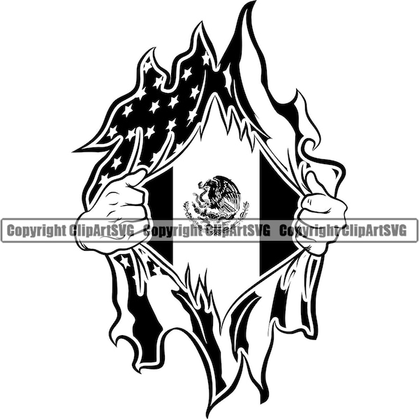 Ripped American Flag Mexico Png - Etsy