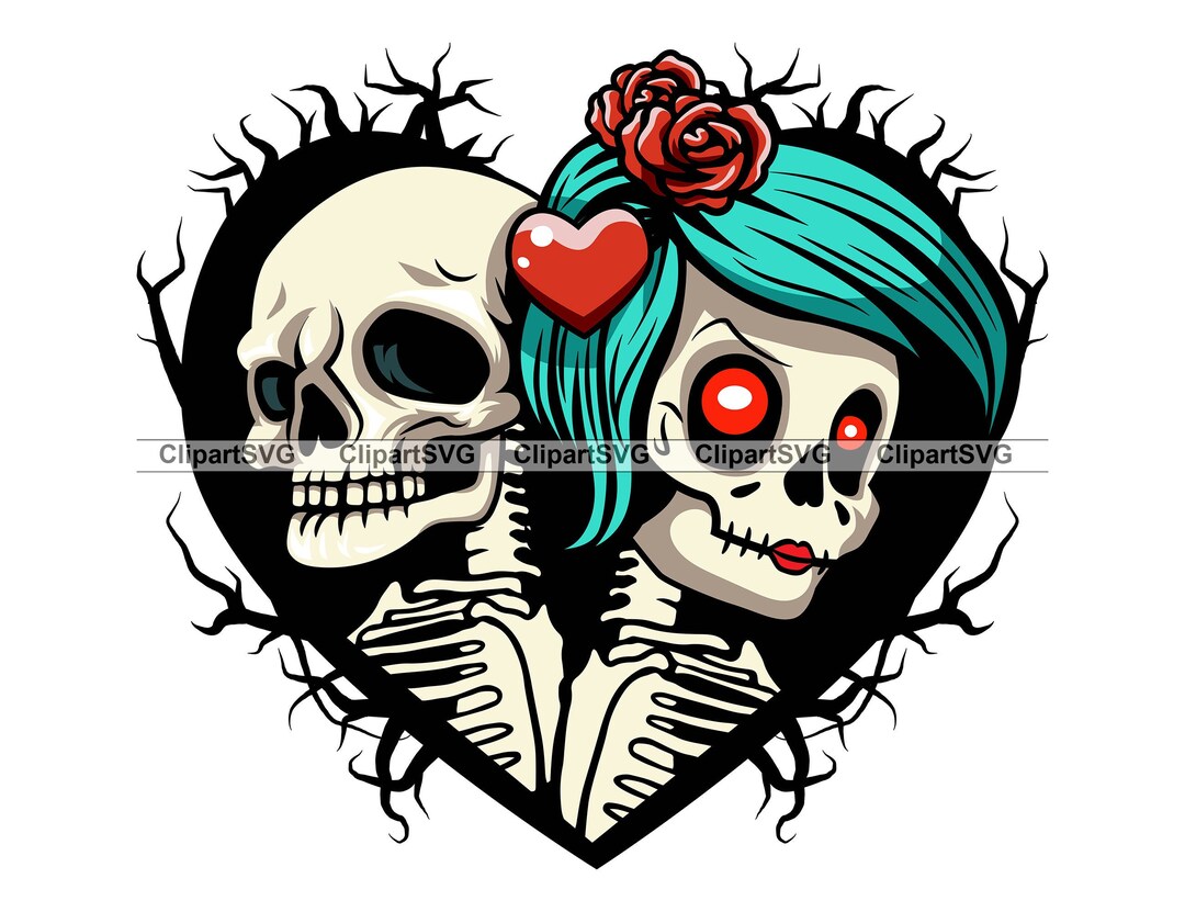 Skull Lovers Skeleton Couple Love Valentine's Day of Dead Romance ...