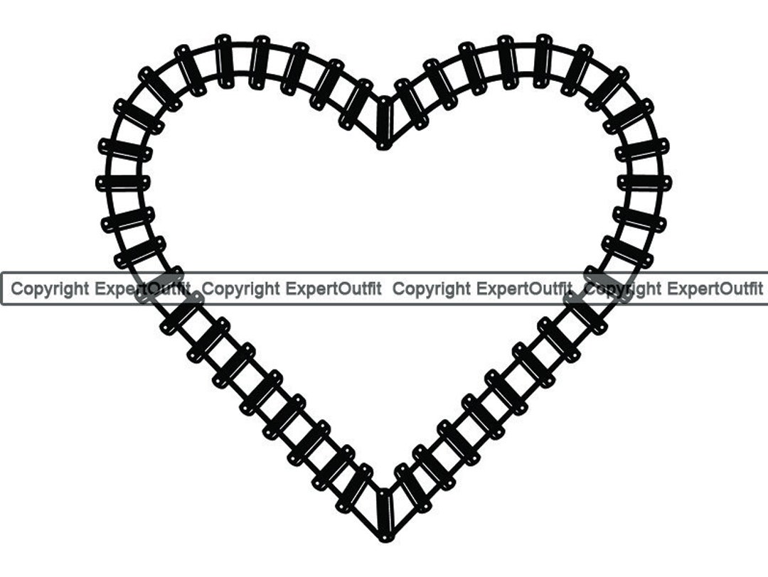 Railroad Tracks Frame Border Heart Love Crossing Sign Railway Steam ...