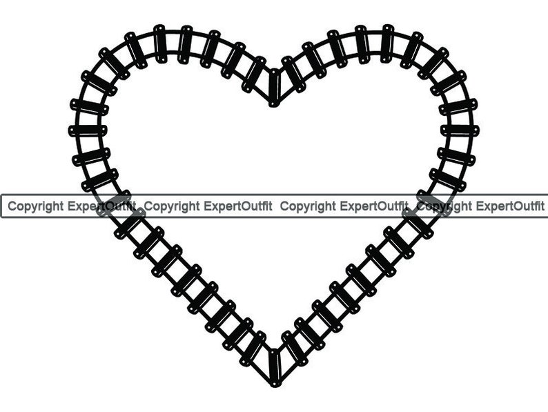 Railroad Tracks Frame Border Heart Love Crossing Sign Railway - Etsy
