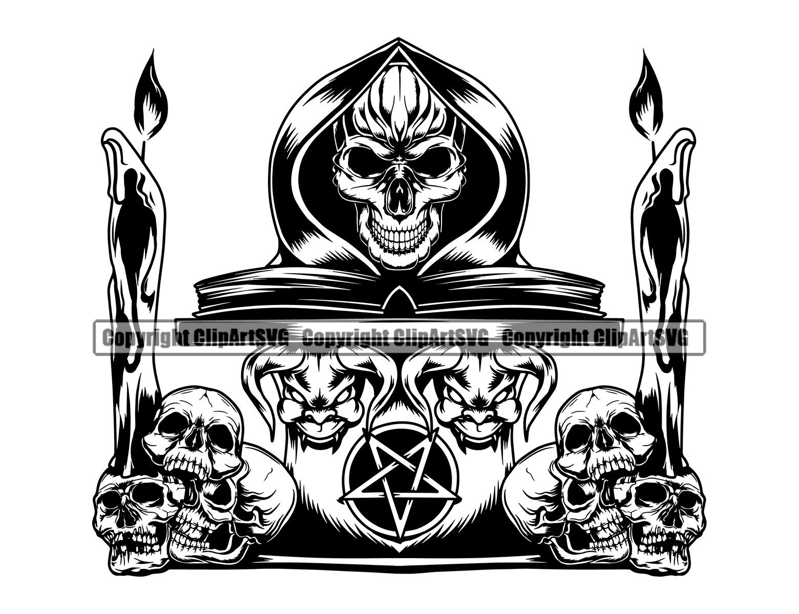 Grim Reaper Skull Skeleton Grin Grinning Reading Book Your | Etsy