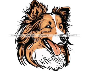 Sheltie Dog Head Svg - Etsy