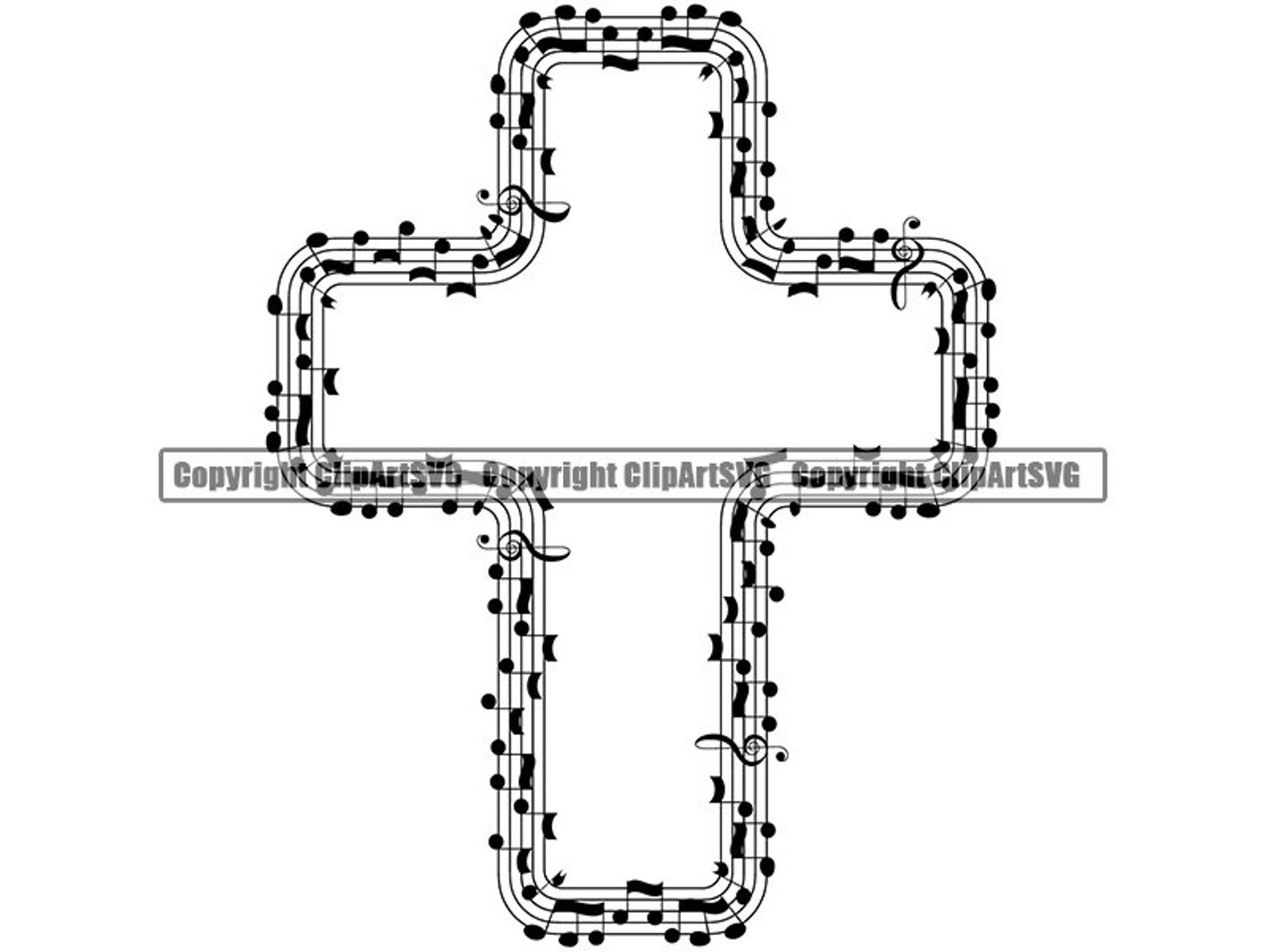 Music Note Cross Frame Border Symbol Treble Clef Sheet Musical ...