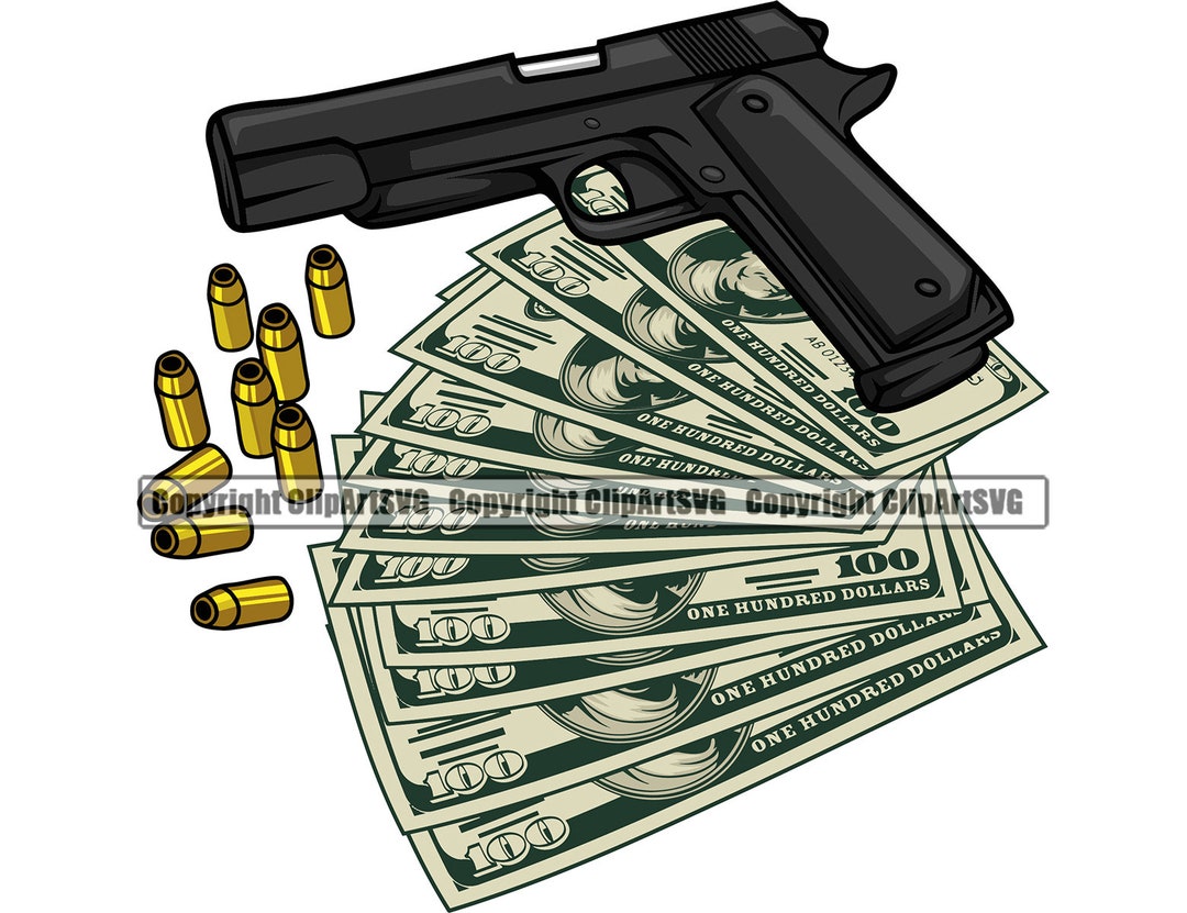 Money Gun Bullets 100 Hundred Dollar Bill Cash Rich Crime Gangster ...