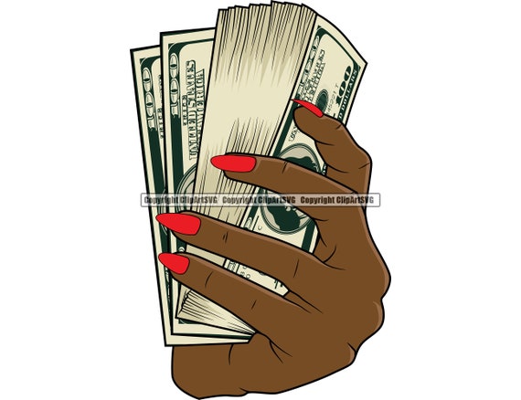 Black Hand Woman Holding Money Knot Stack 100 Hundred Dollar - Etsy