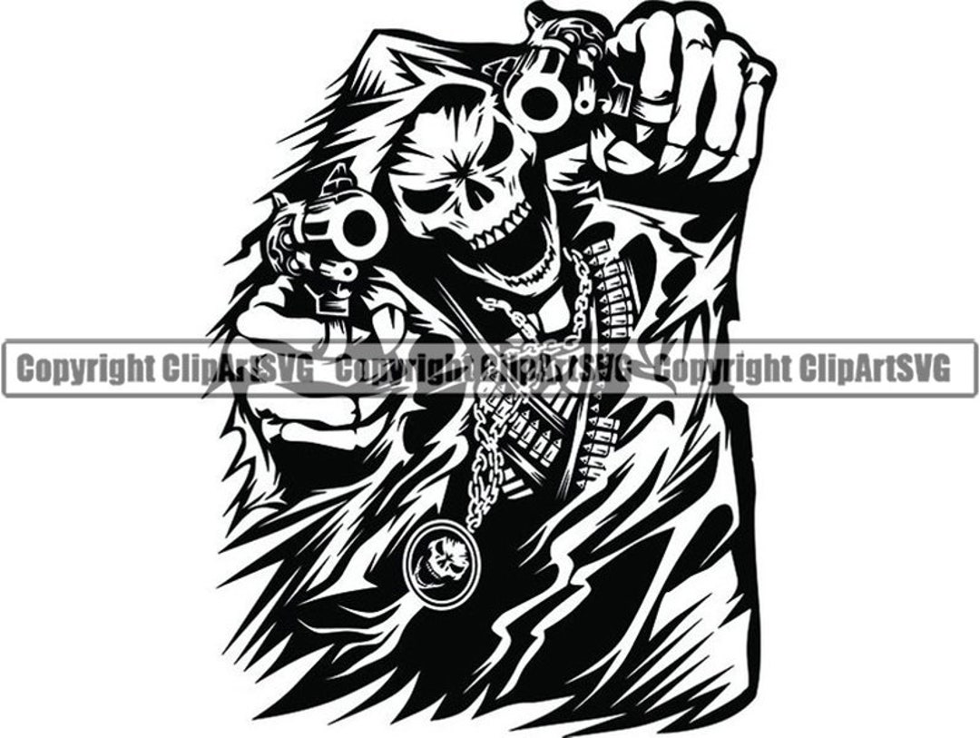 Grim Reaper #9 Skull Death Gun Evil Kill Killer Grim Horror Hell Ghost ...