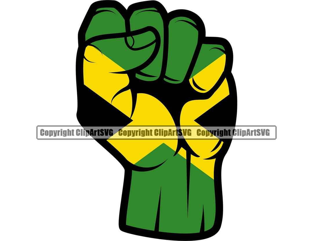 Jamaica Jamaican Hand Fist Power Unity Reggae Rasta Flag Caribbean ...