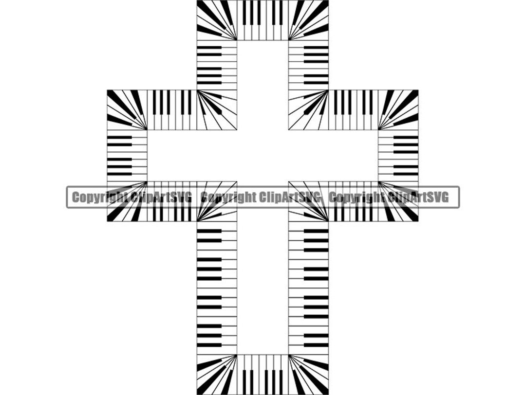 Piano Keys Cross Frame Border Music Note Symbol Treble Clef Sheet ...