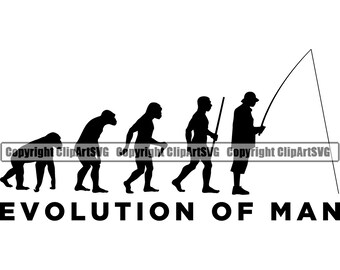 Evolution of Fishing Svg - Etsy