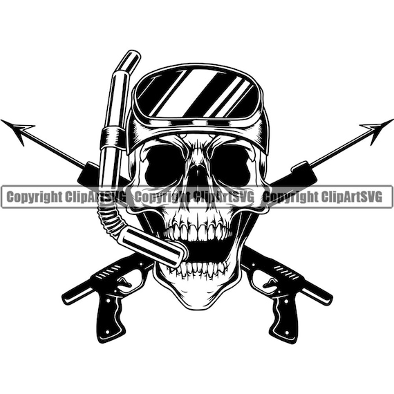 Scuba Diving Dive Diver Skull Googles Snorkel Mask Spear Gun - Etsy