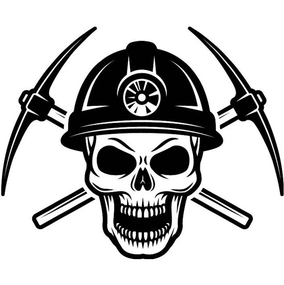 Mining Logo 5 Skull Pick Axes Tool Cart Construction Digging | Etsy