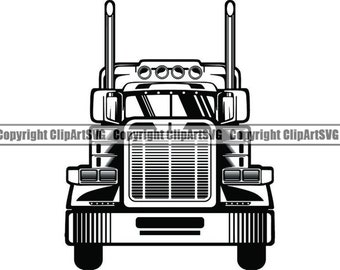 Front View Truck Svg, Truck Driver Trucker Big Rigg 18 Wheeler Semi ...
