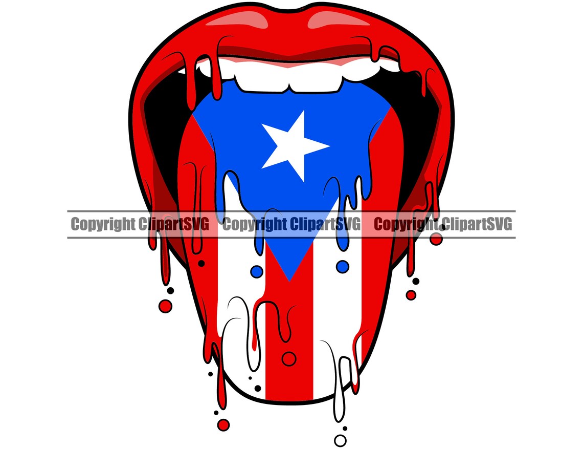 Puerto Rico Rican Stick Out Tongue Drip Dripping Melt Melting - Etsy