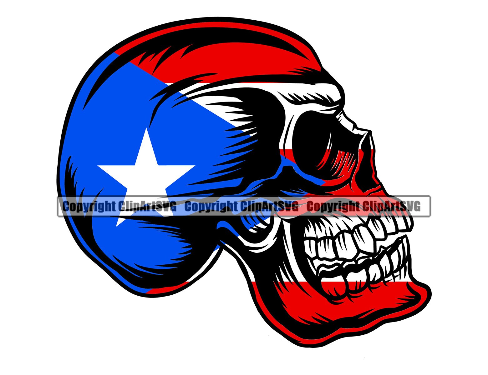 Puerto Rico Rican Grinning Skull Flag Country World Nation - Etsy Australia