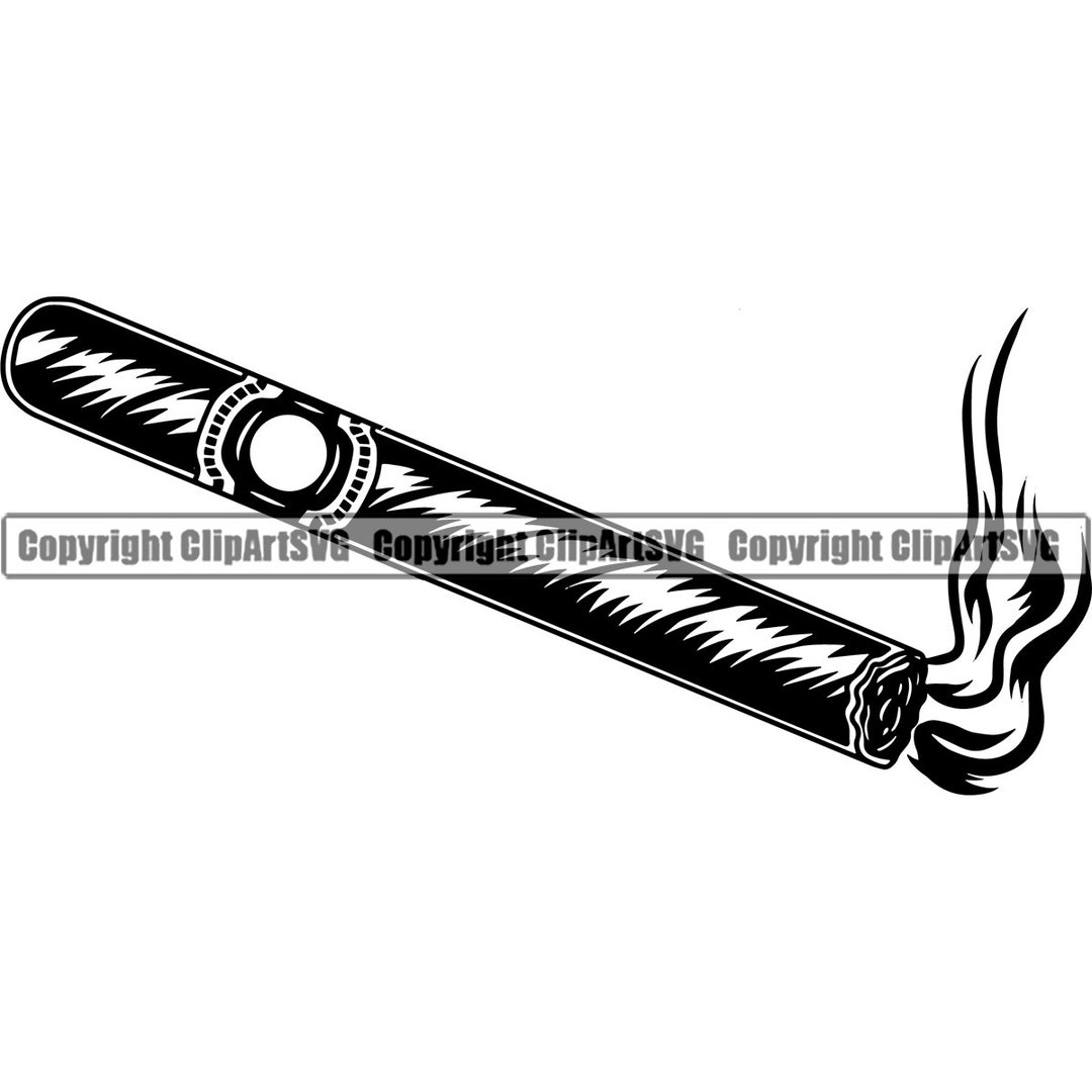 Smoking Cigar Smoker Smoke Tobacco Label Fire Flames Lit Bar Design ...