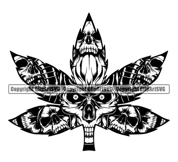 Skull Skeleton Marijuana Leaf Grin Grinning Pot Weed Cannabis - Etsy