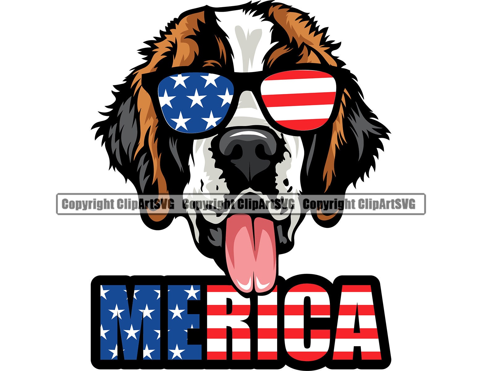 Saint Bernard Dog USA Flag Sunglasses Merica America American Breed ...
