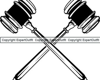 Crossed Gavel Svg - Etsy
