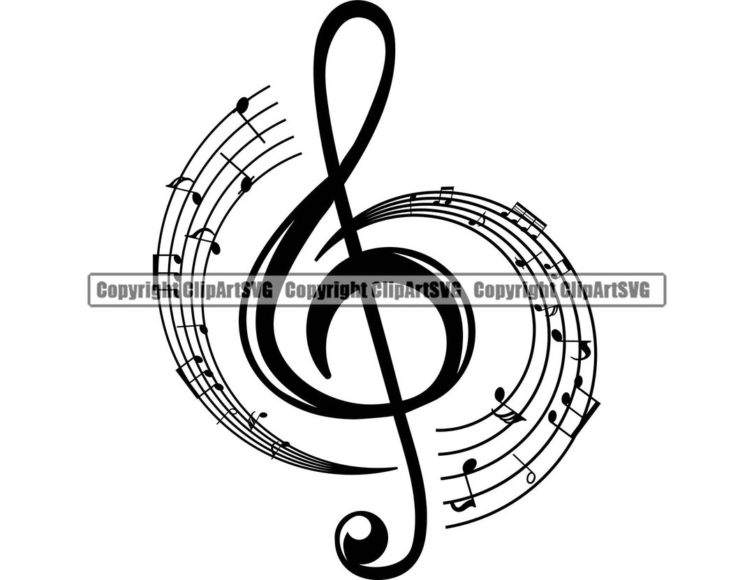 Music Note Symbol Treble Clef Sheet Musical Classical Piano Keys Design ...