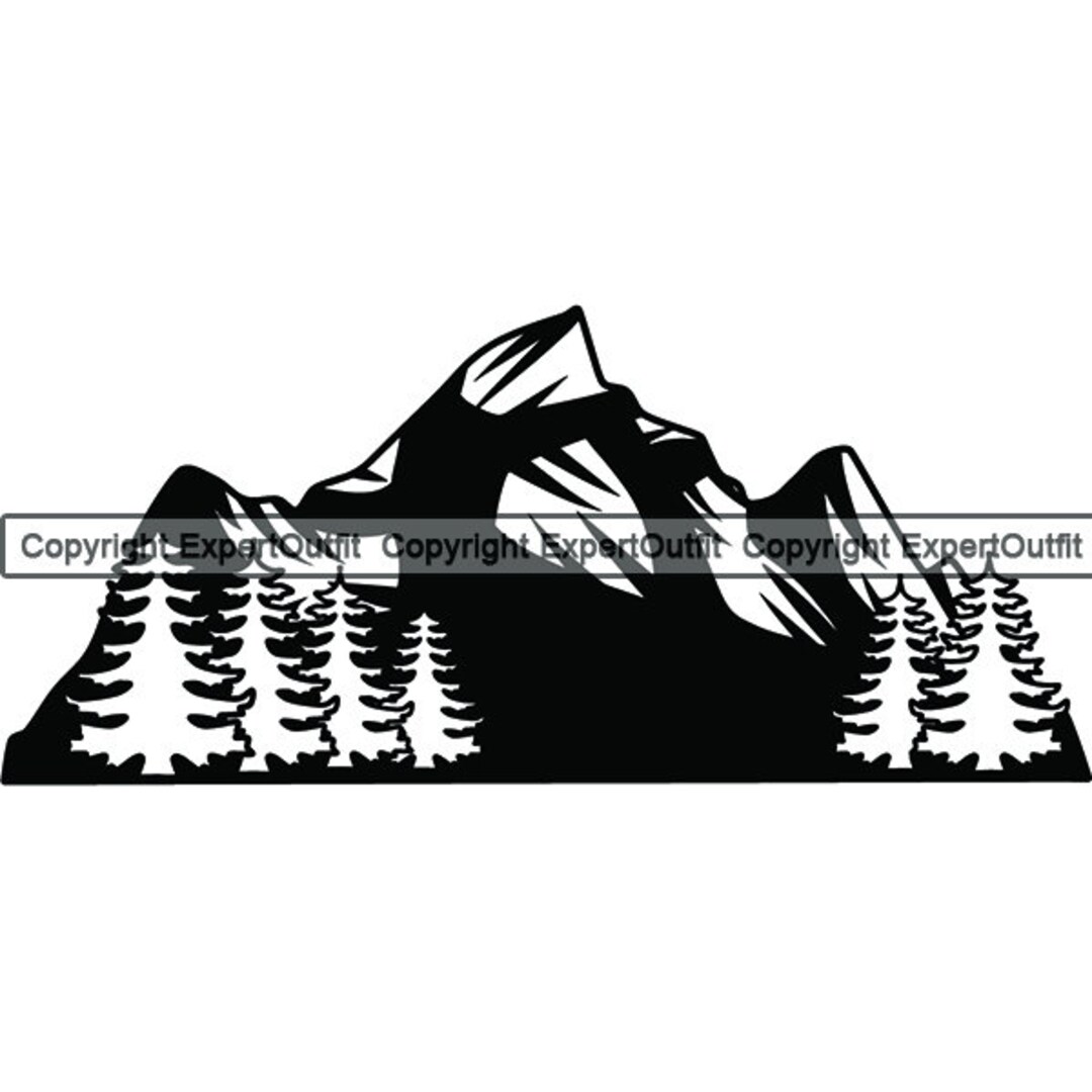 Mountain Snow Ranges Sharp Ridges Landscape Pine Trees Silhouette ...