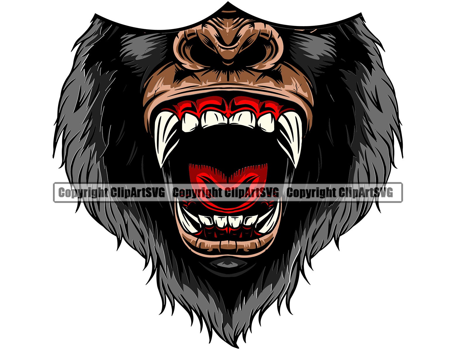 Angry Screaming Gorilla Face Drawing