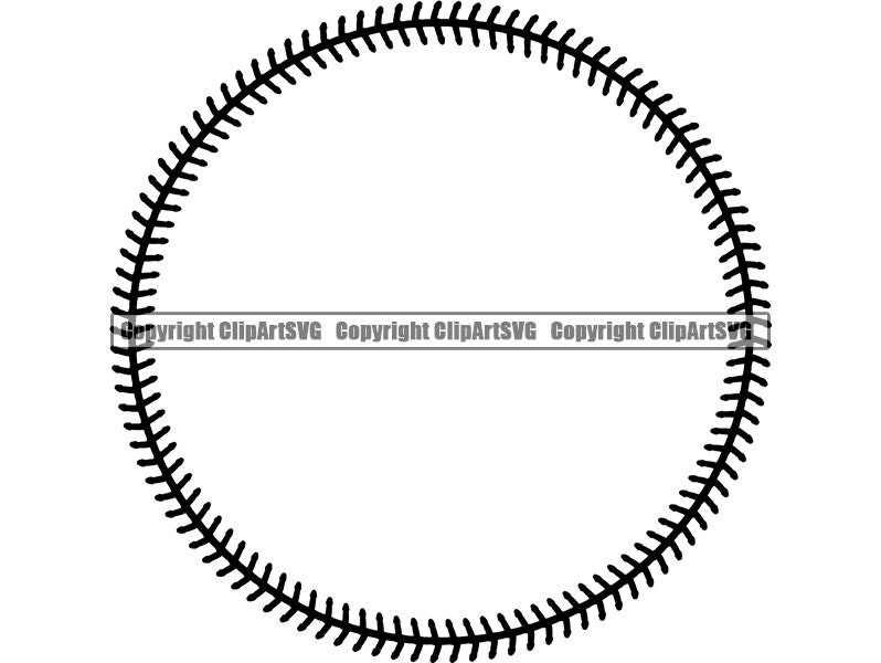 Baseball Stitch Pattern Circle Frame Border Logo Player Tournament Ball ...