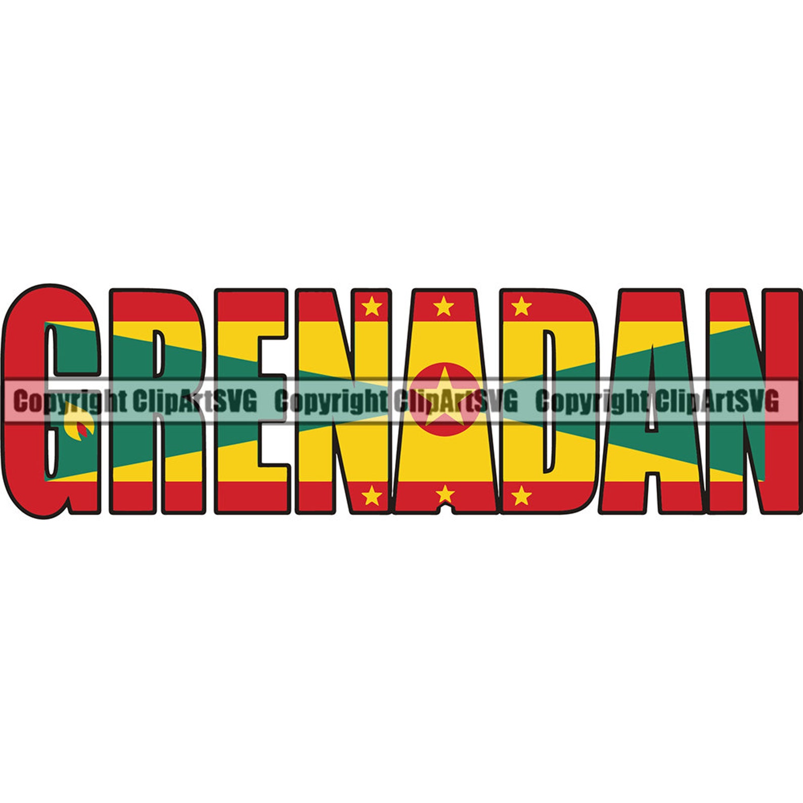 Grenada Grenadan Text Word Letter Typography Flag Country World Nation ...