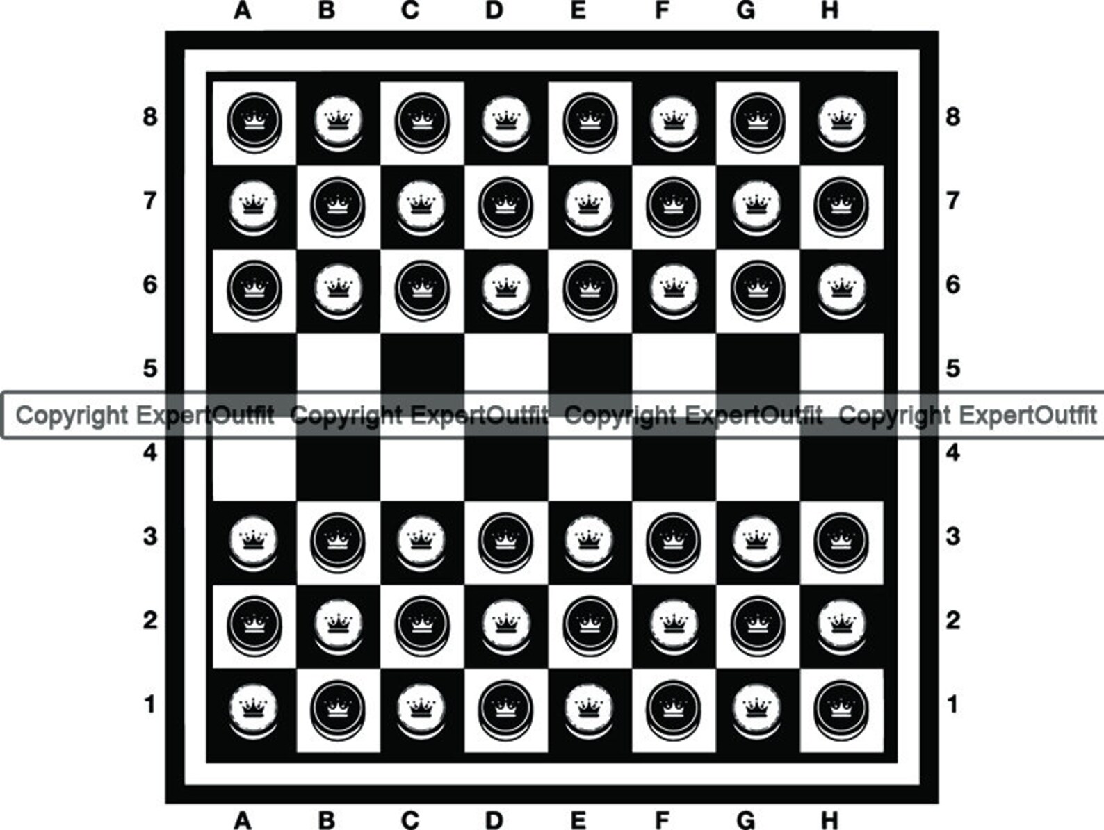 Checkers 7 Board Pieces Setup Checkerboard Sport Competition - Etsy