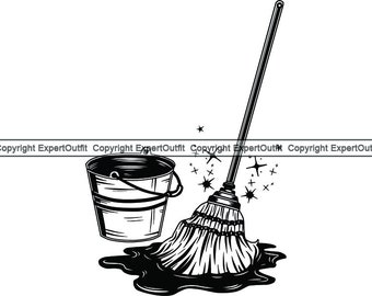 Mop and Pail Svg - Etsy