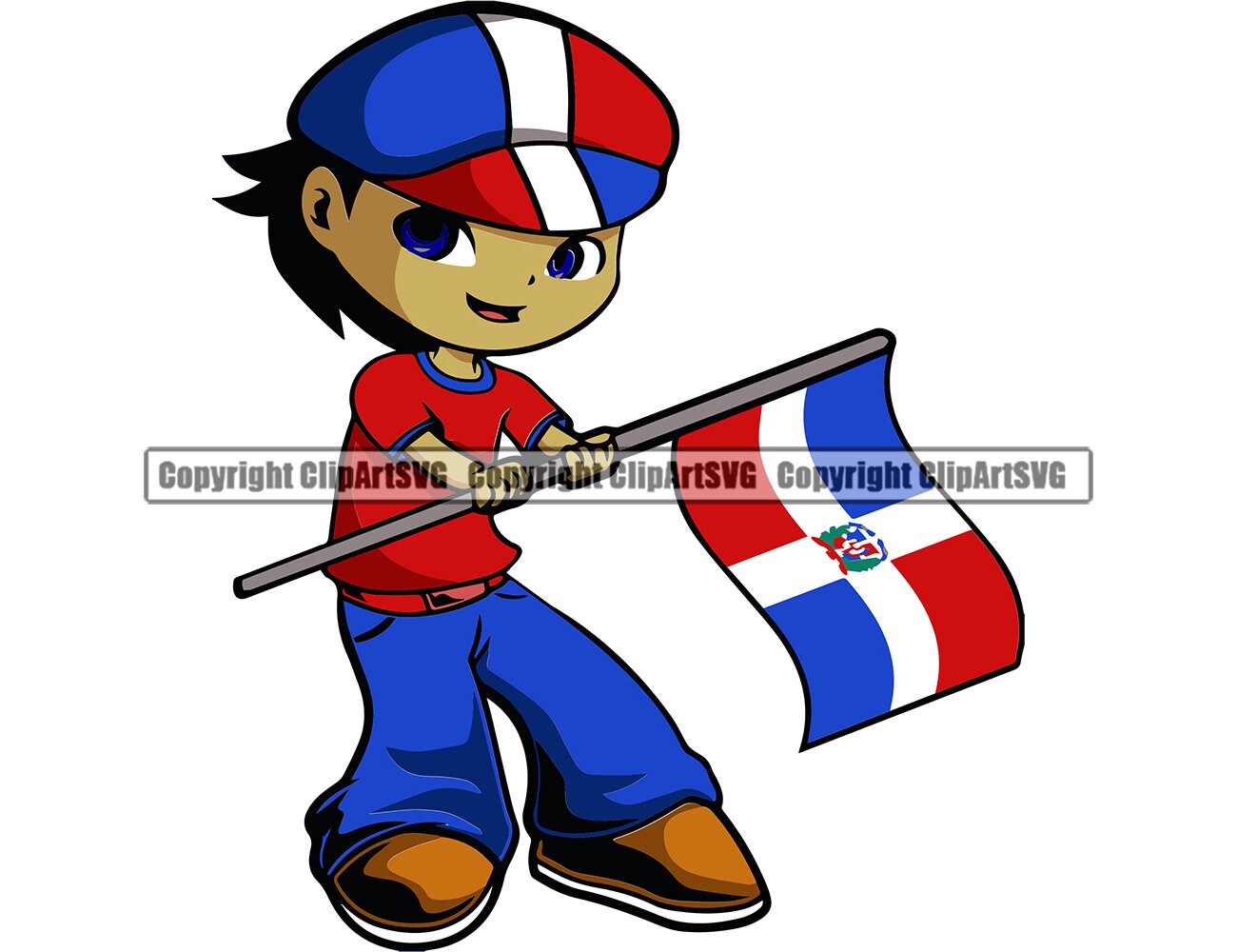 Dominican Republic Cute Little Boy Flag Country World Nation Map Sign ...