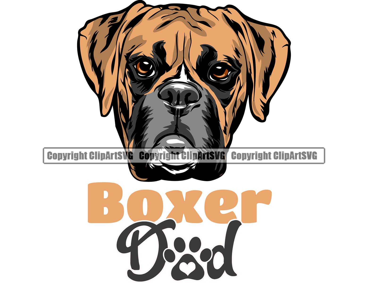 Boxer Dad Dog Breed Father Love Puppy Paw Pup Canine Pet | Etsy