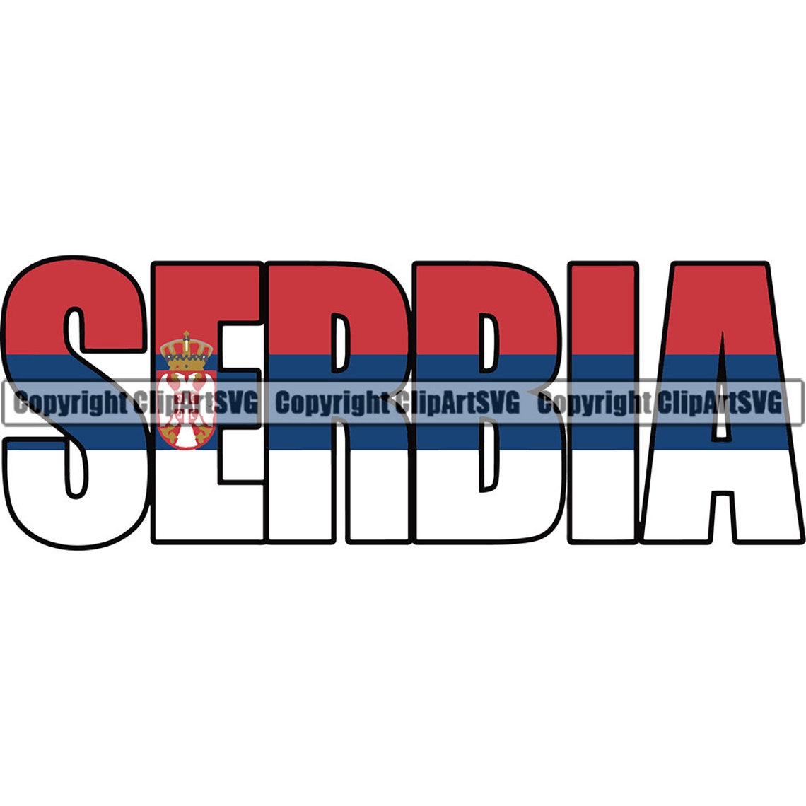 Serbia Serbian Text Word Letter Typography Flag Country World - Etsy