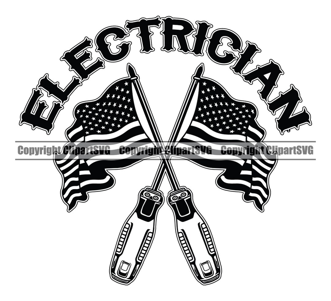 Electrician USA US American America Flag Electric Wire Work Worker Job ...