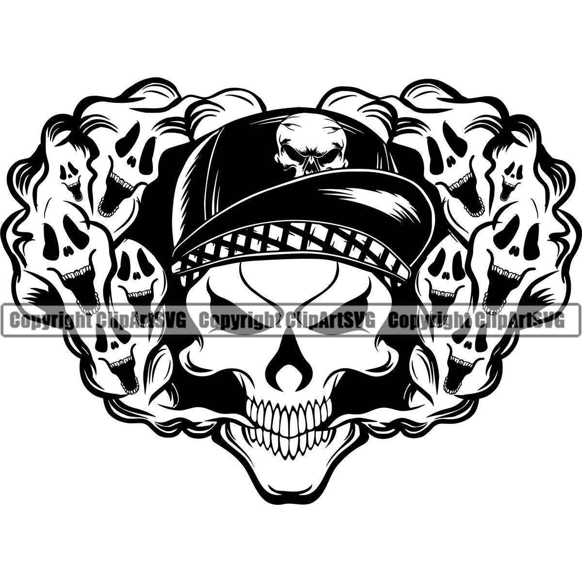 Skull Hat Bandanna Hip Hop Rap Baseball Cap Ghost Smoke Dead | Etsy