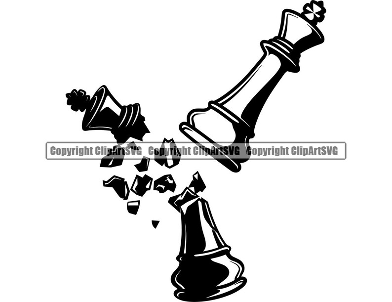 Chess Piece King Smashing Breaking Killing Board Game Strategy Win ...