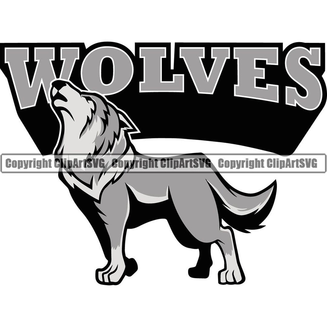Wolf Wolves Howl Howling Mascot School Team Head Face Sport Esport Game ...