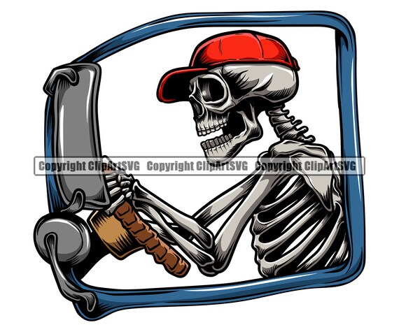 Truck Driver Skull Skeleton Beard Trucking Delivery Big Rigg - Etsy