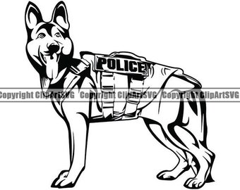German Shepherd Running Officer Dog Breed K-9 Pet Police Cop Law ...
