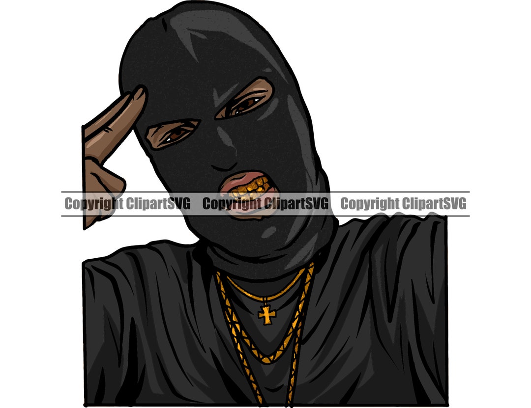 Gangster Ski Mask Gold Teeth Grill Hat Thug Head Face Cap Biker Crazy ...