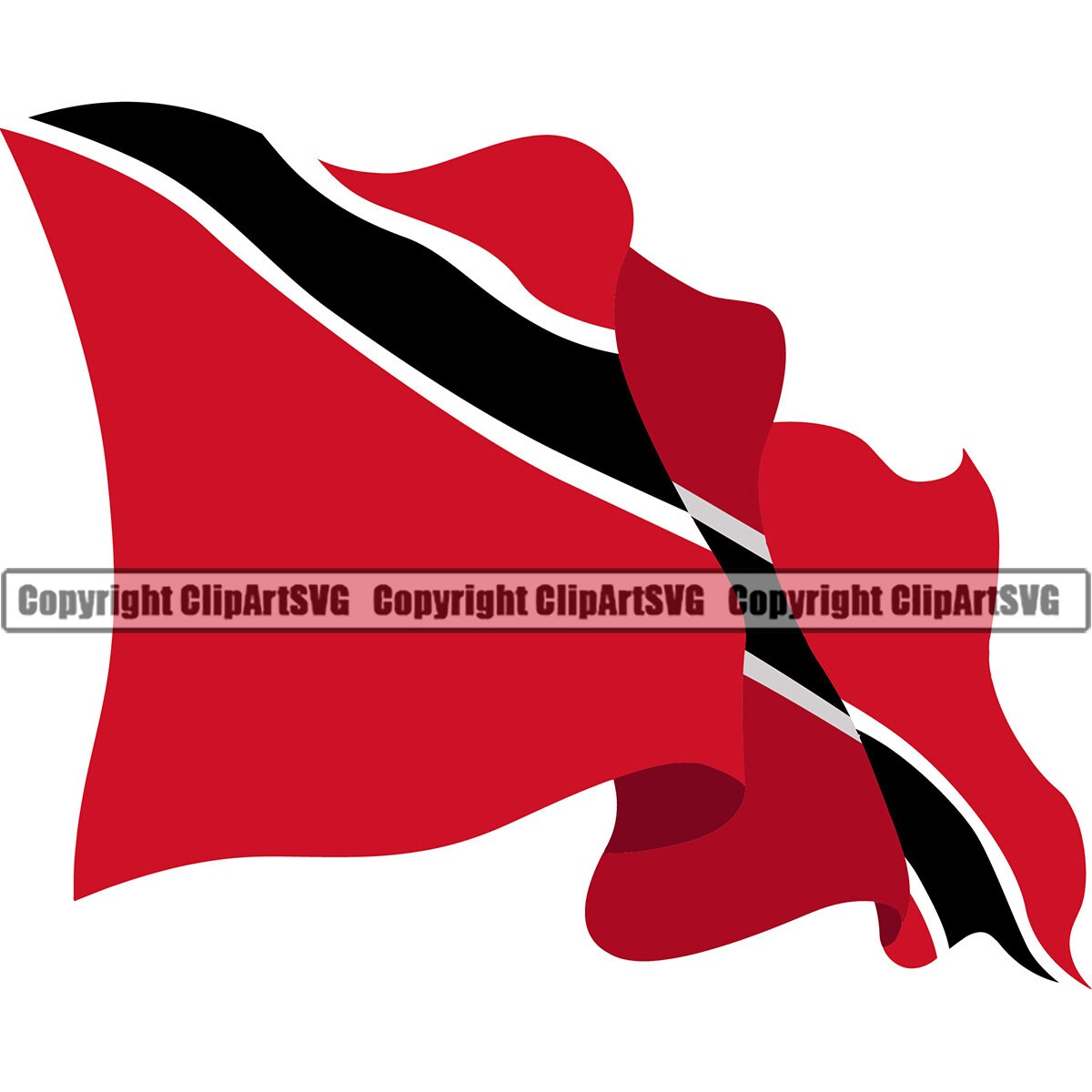 Trinidad Tobago Trinidadian Wavy Waving Flag Pole Caribbean Island ...