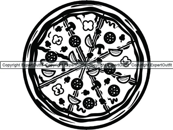 Whole Pizza Clip Art Black And White