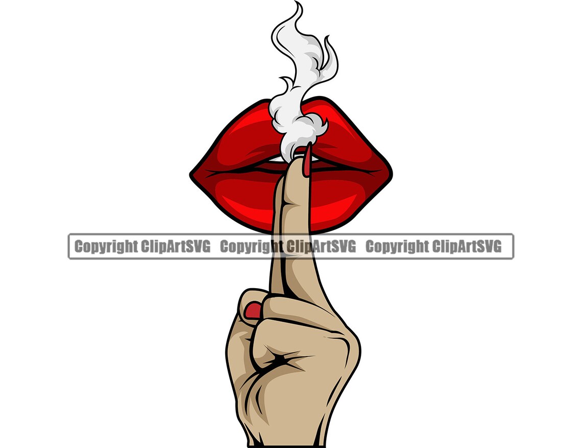 Lips Kiss Female Hand Finger Gun Smoke Smoking Hot Gesture Sexy Mouth ...