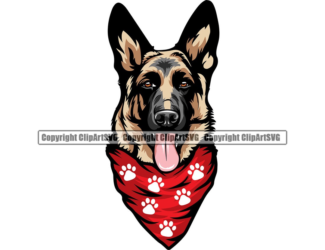 German Shepherd Dog Neck Scarf Bandanna Breed Smiling Happy Paw Puppy ...