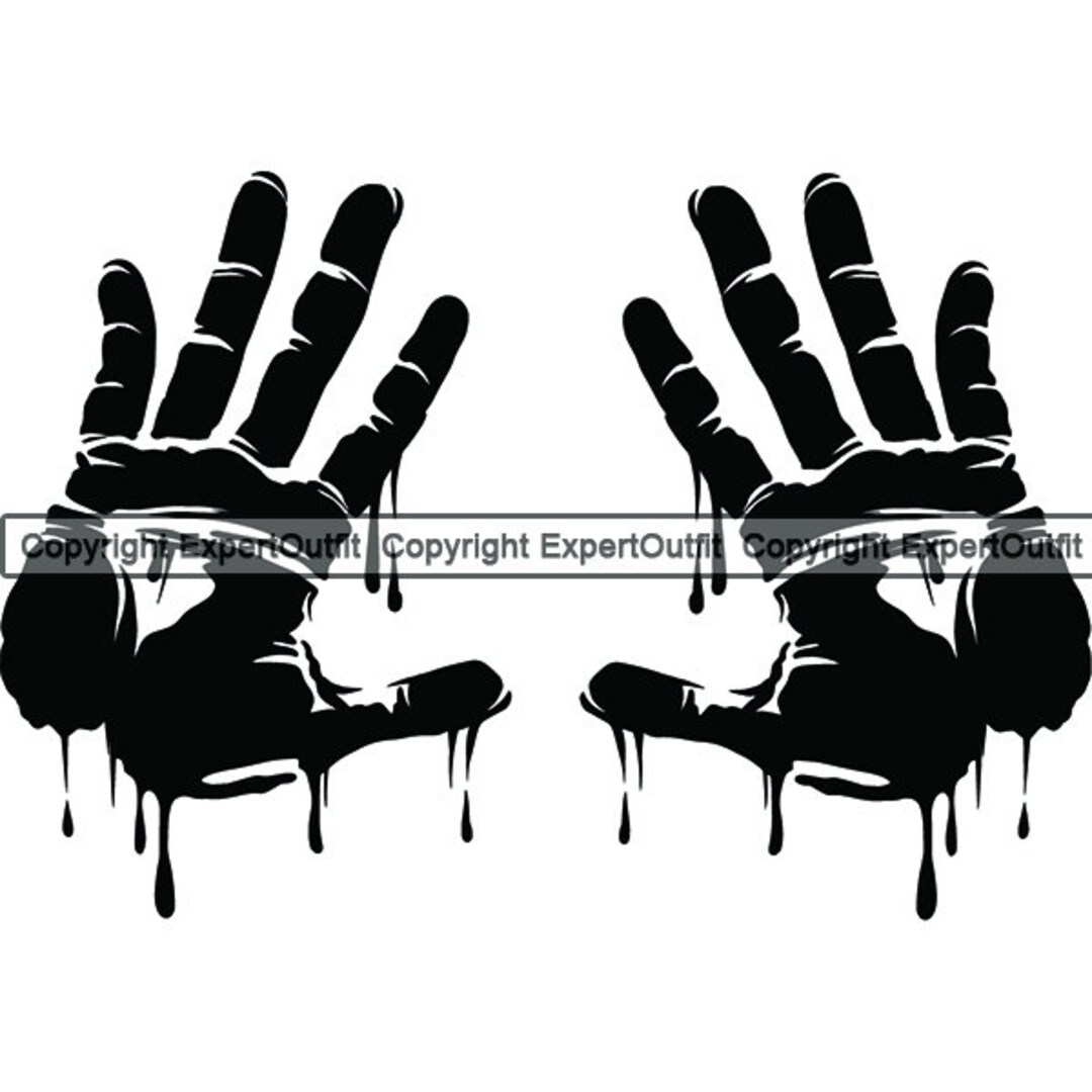Blood Bloody Hand Print Murder Paint Water Injury Hurt Pain Drop Drip ...