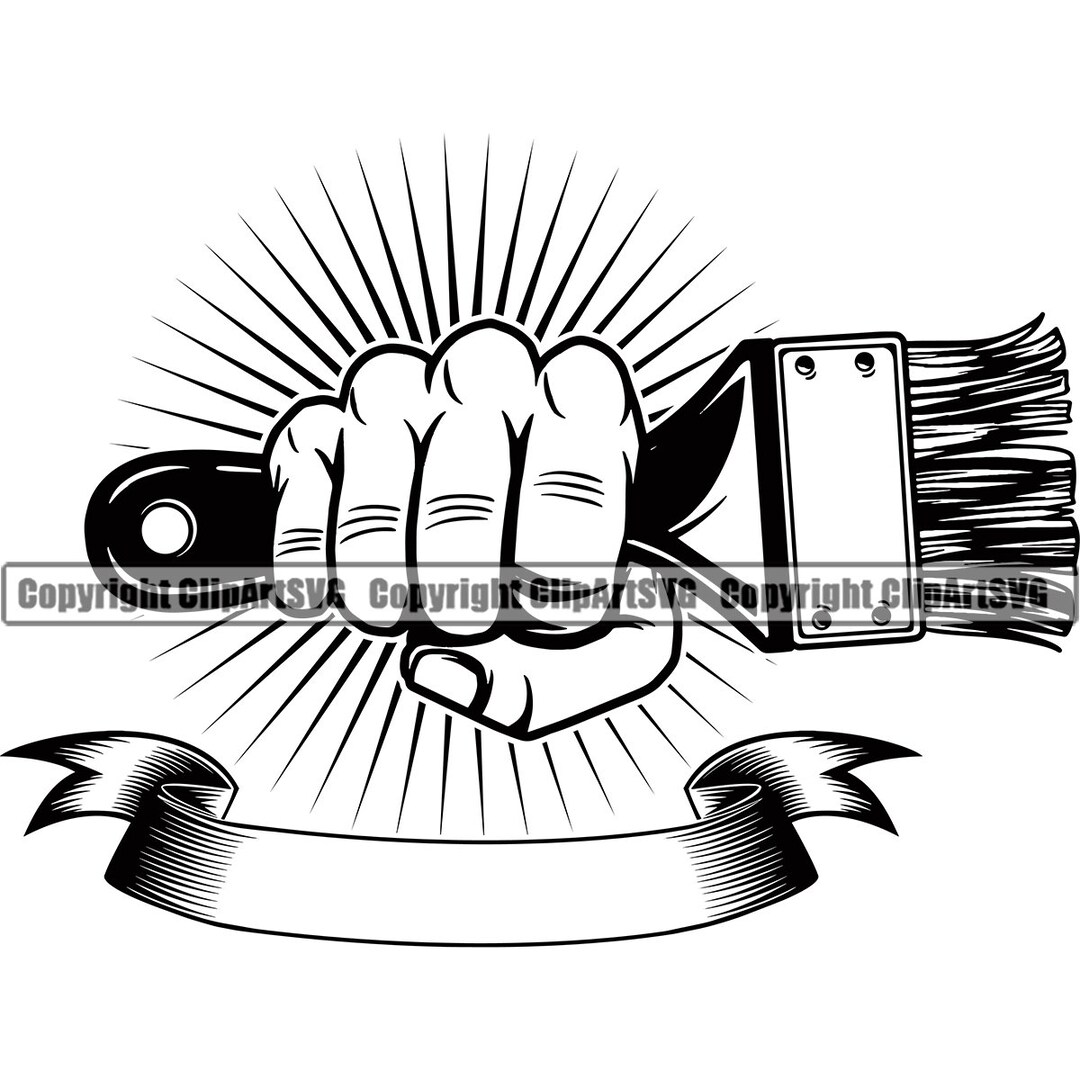 Hand Holding Paint Brush Painter Painting Tool Handyman Work Worker Job ...