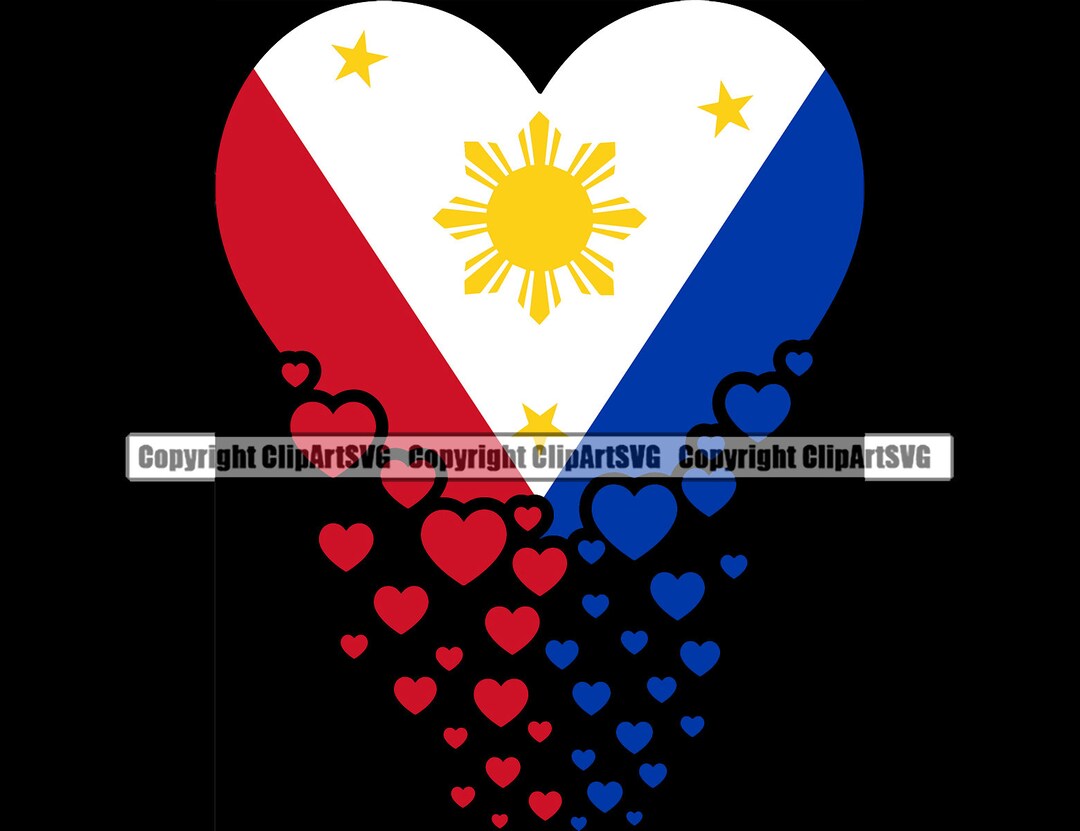 Philippines Filipino Falling Heart Shaped Flag Asia Asian Country World ...