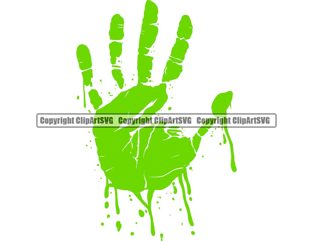 Green Slime Ooze Toxic Goo Hand Print Drip Splatter Splat Liquid Drop ...